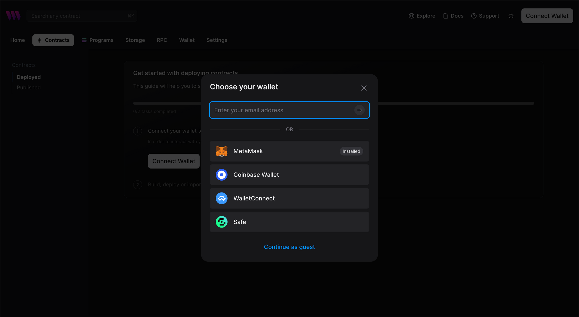 Login with Email in Dashboard