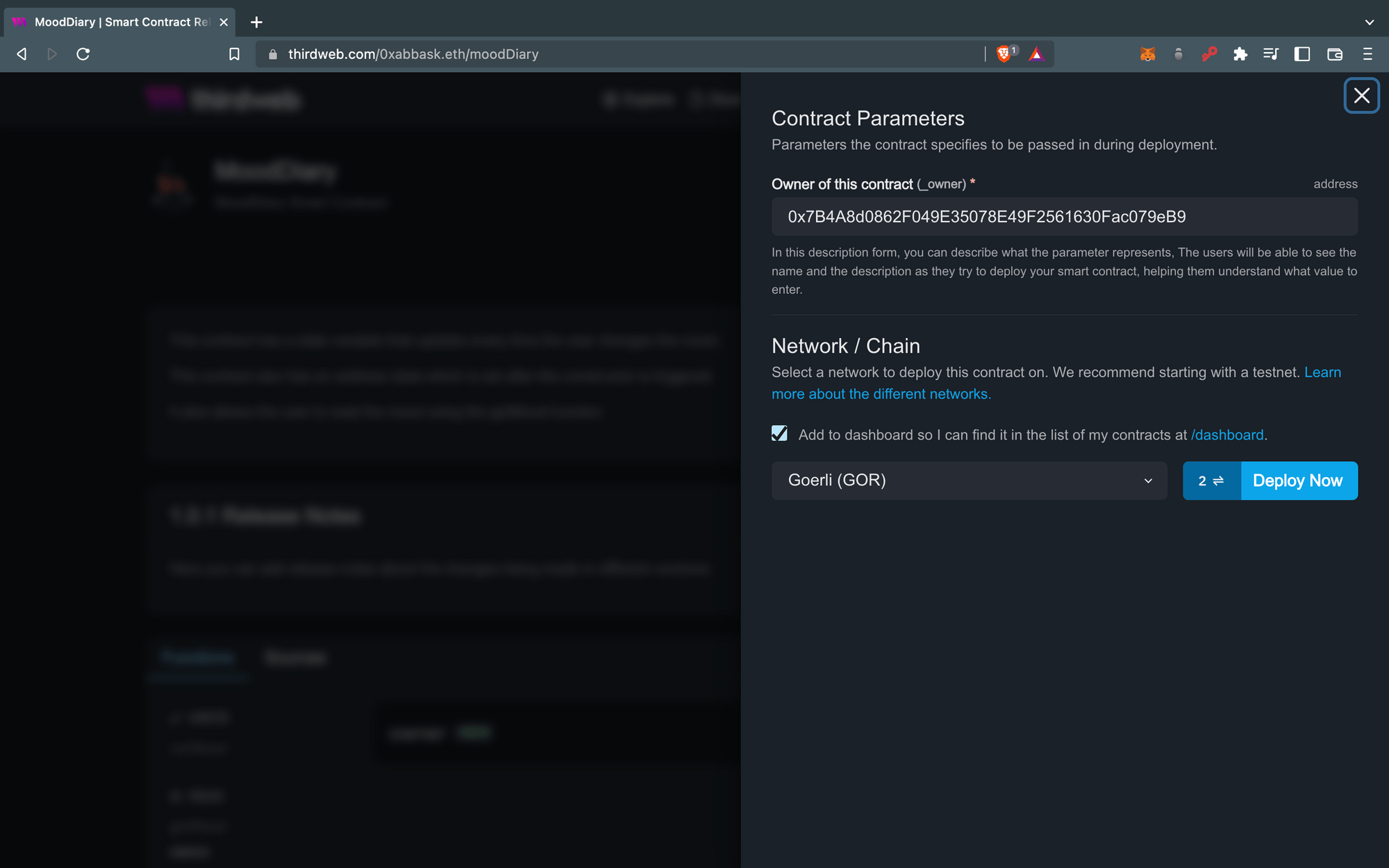 Share your smart contracts with thirdweb Publish