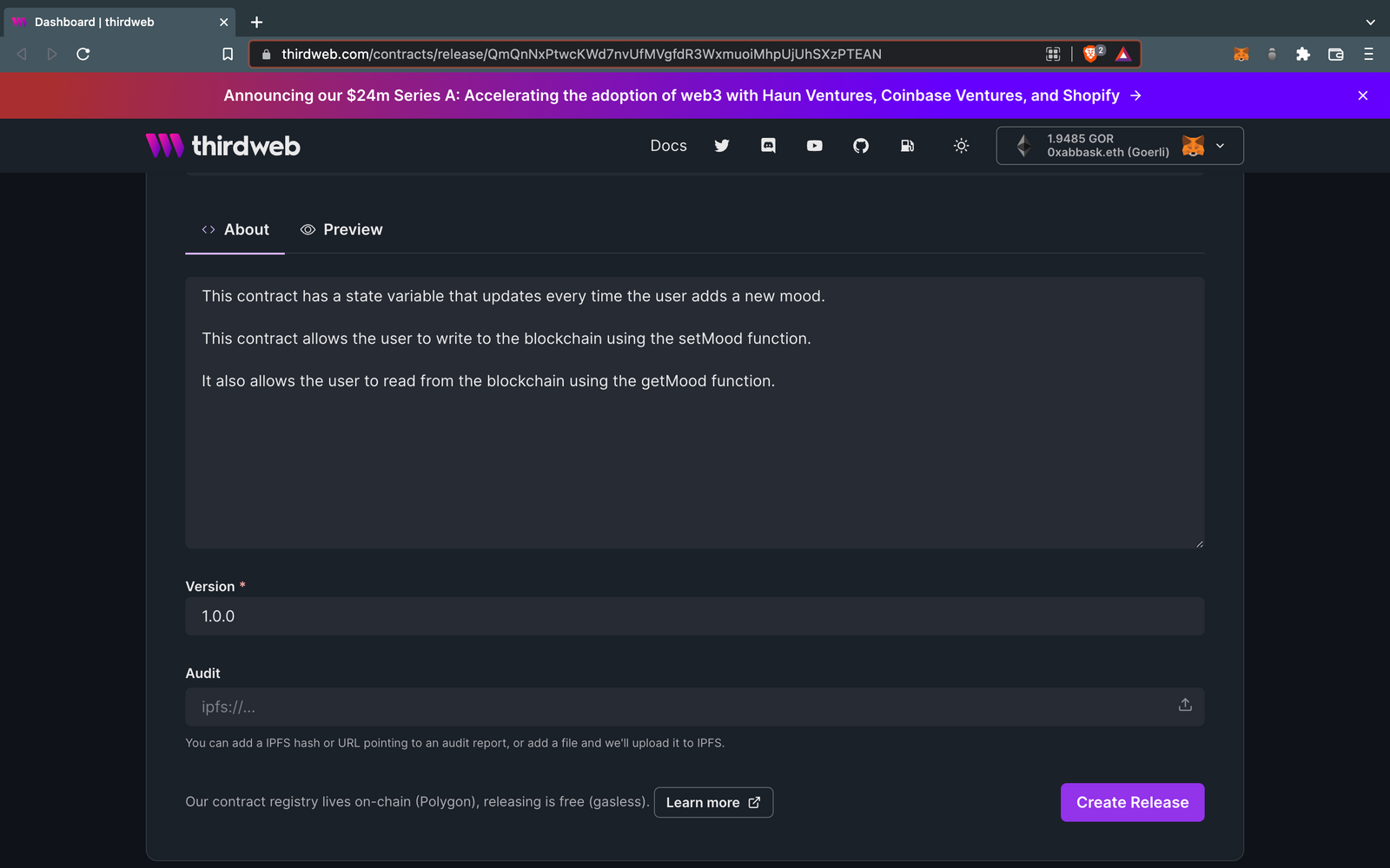 Register Your Smart Contracts with thirdweb Release